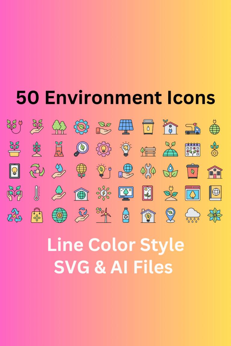 Environment Icon Set 50 Line Color Icons - SVG And AI Files - MasterBundles