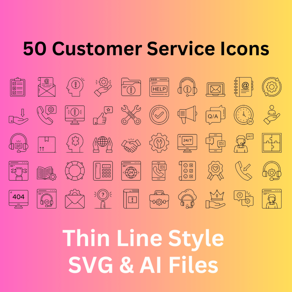 Customer Service Icon Set 50 Outline Icons - SVG And AI Files ...