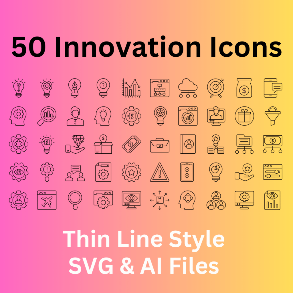 Innovation Icon Set 50 Outline Icons - SVG And AI Files - MasterBundles