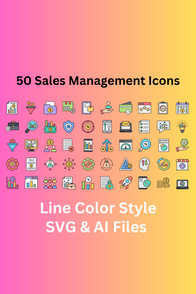 Sales Management Icon Set 50 Line Color Icons - SVG And AI Files ...