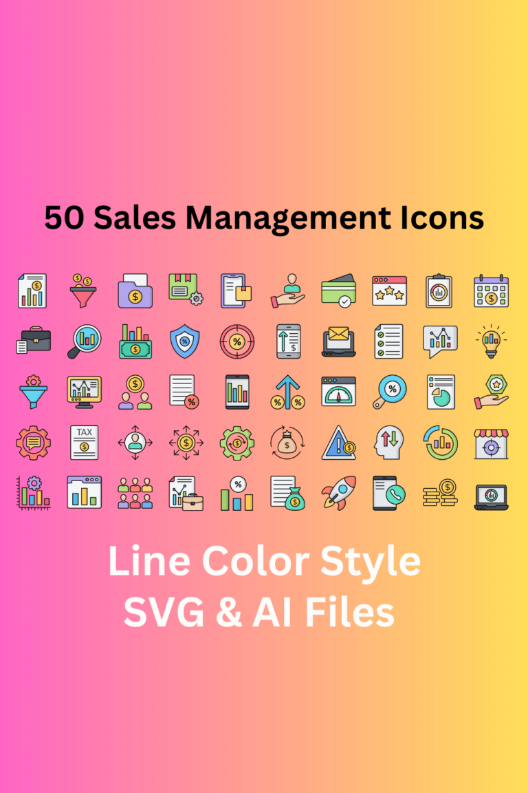 Sales Management Icon Set 50 Line Color Icons - SVG And AI Files ...