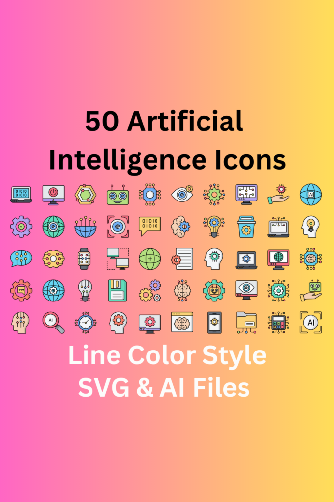 Artificial Intelligence Icon Set 50 Line Color Icons - SVG And AI ...