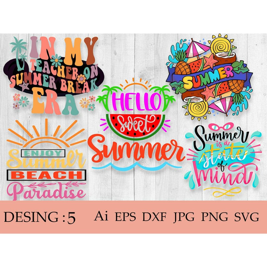 Retro Summer SVG Bundle, Groovy summer svg, Retro beach svg, Groovy ...