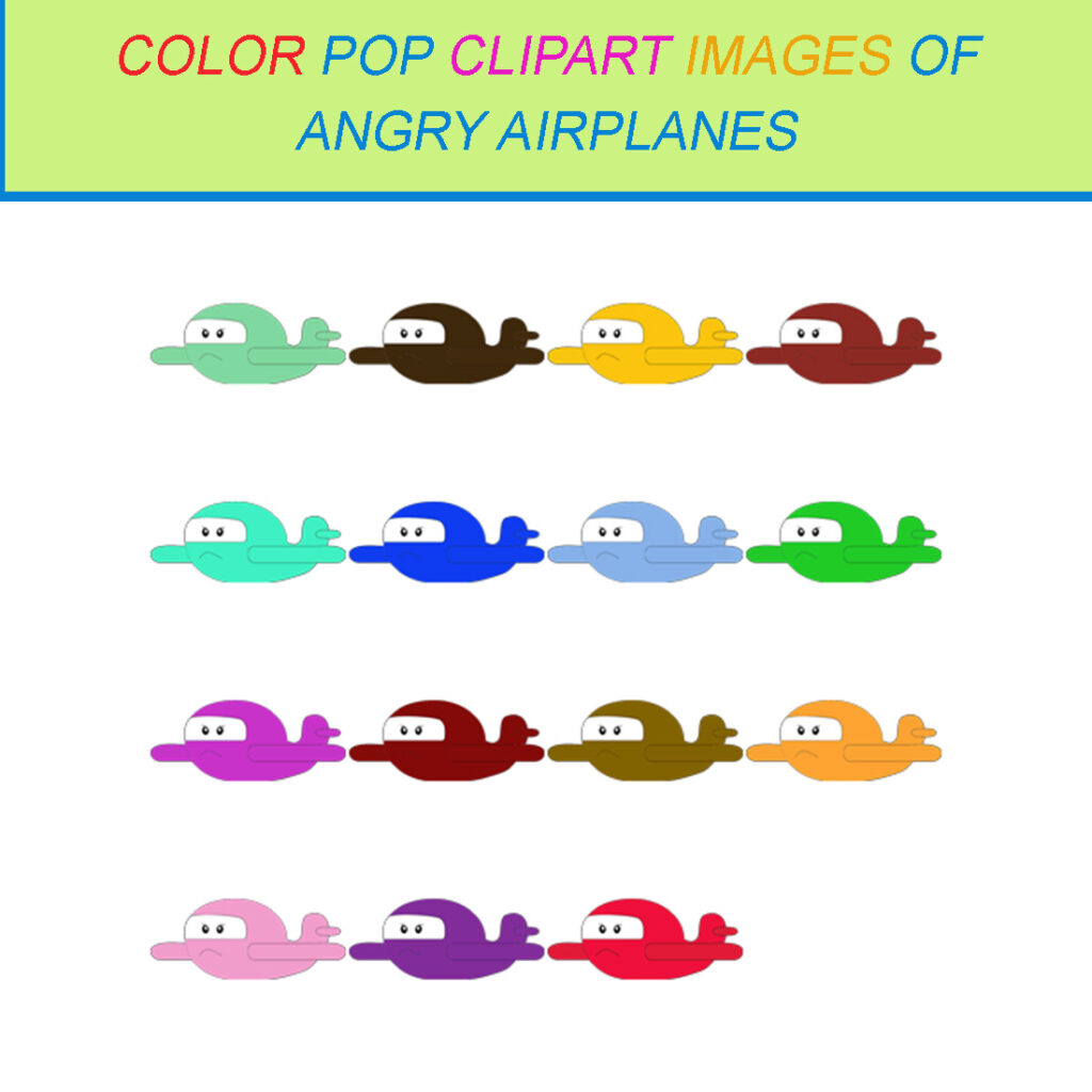 15 COLOR POP CLIPART IMAGES OF ANGRY AIRPLANES - MasterBundles