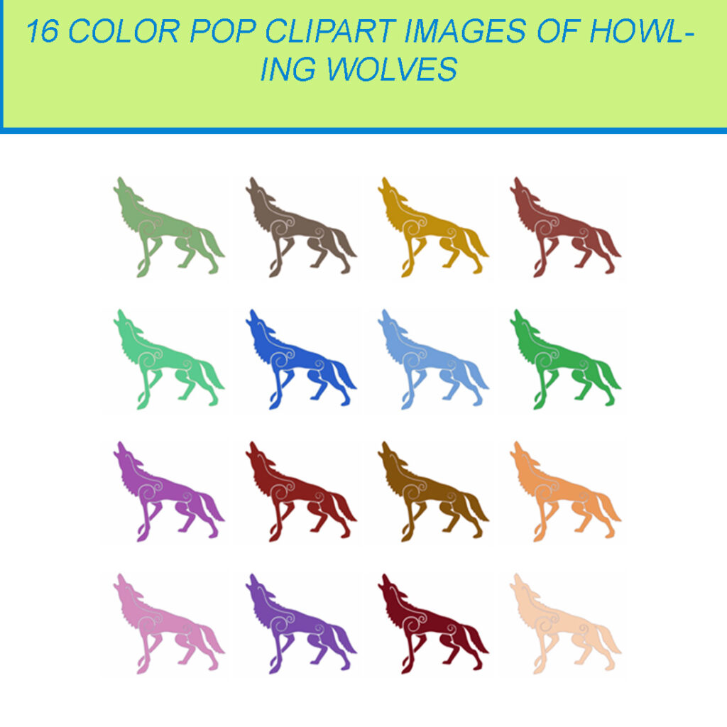 16 COLOR POP CLIPART IMAGES OF HOWLING WOLF - MasterBundles