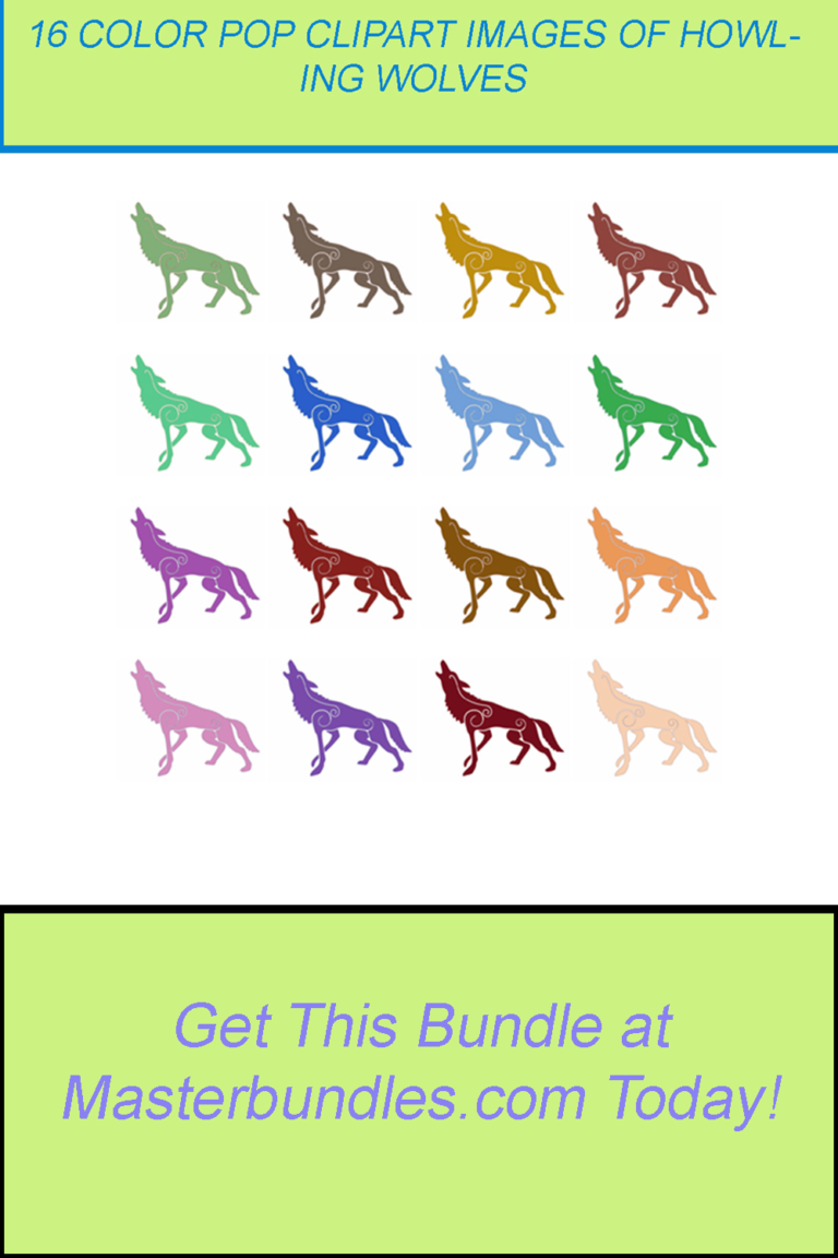 16 COLOR POP CLIPART IMAGES OF HOWLING WOLF - MasterBundles