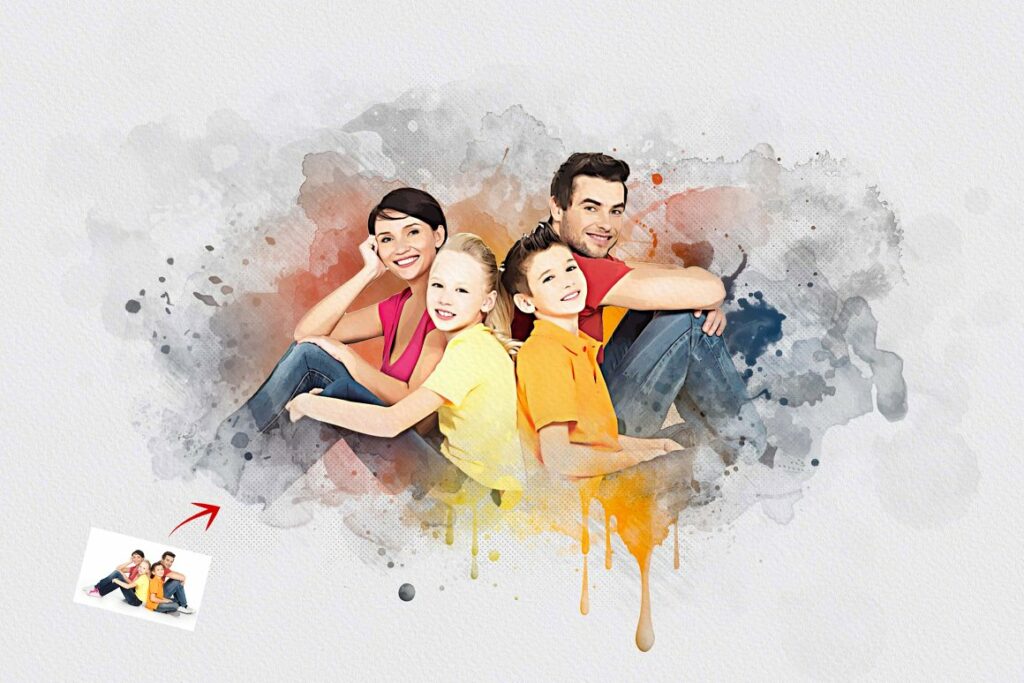 Watercolor Family Painting Effect - MasterBundles