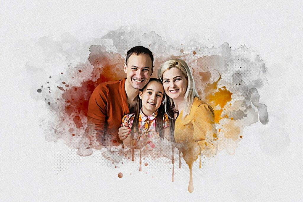 Watercolor Family Painting Effect - MasterBundles