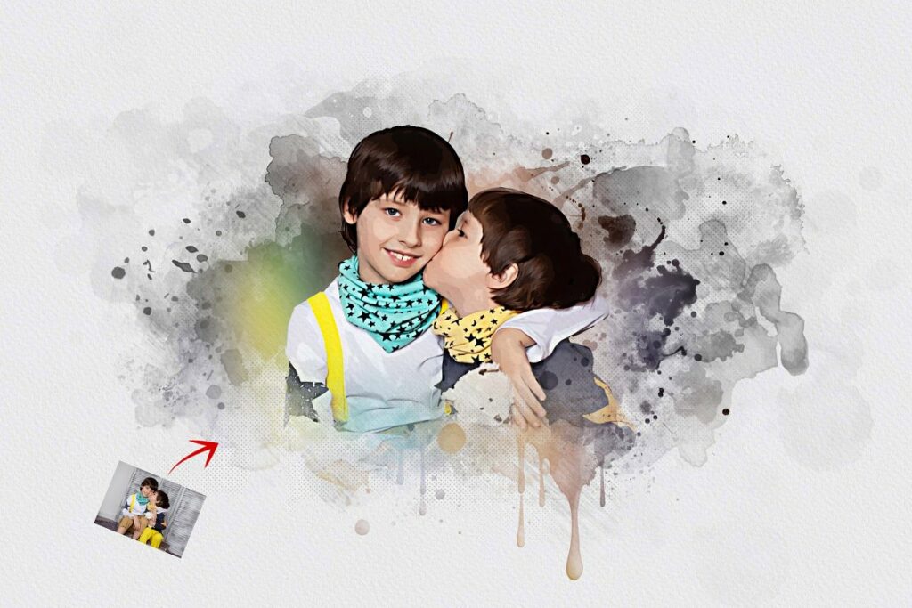 Watercolor Family Painting Effect - MasterBundles