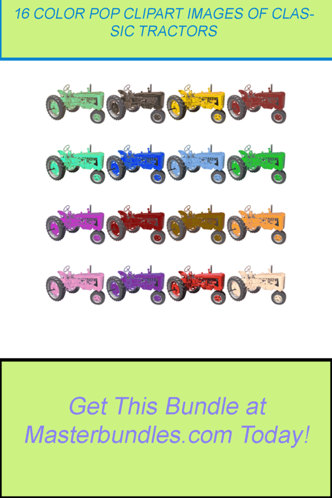 16 COLOR POP CLIPART IMAGES OF CLASSIC TRACTOR - MasterBundles