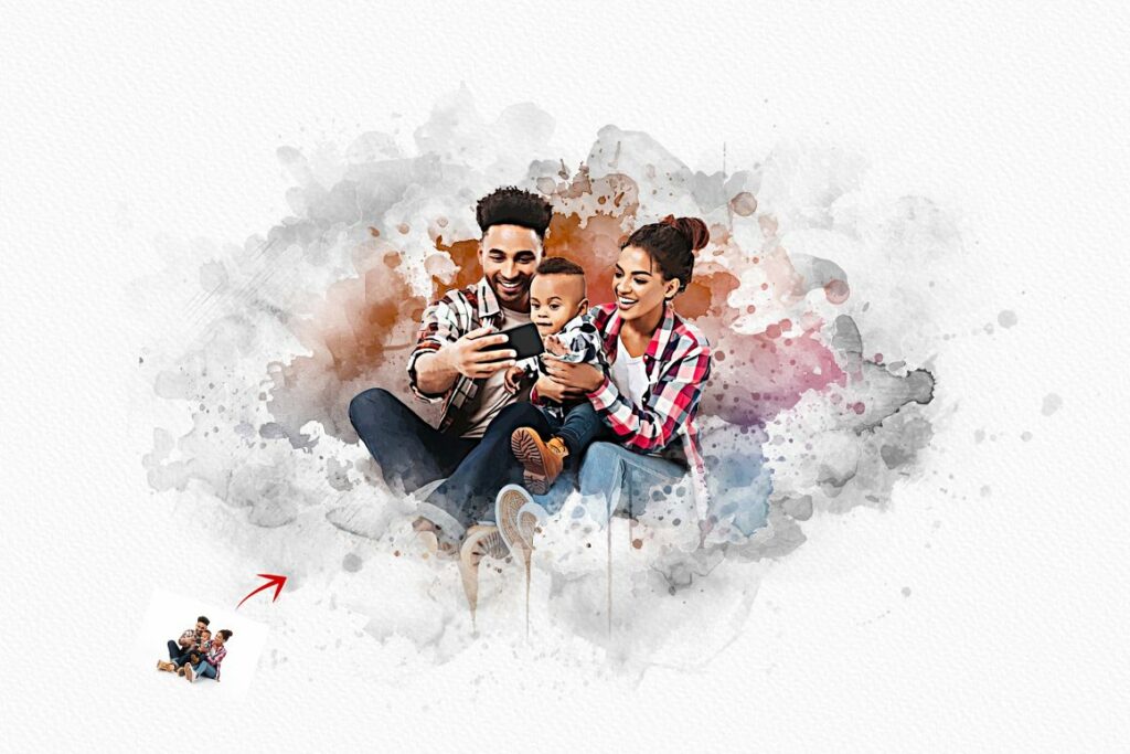 Watercolor Family Painting Effect - MasterBundles