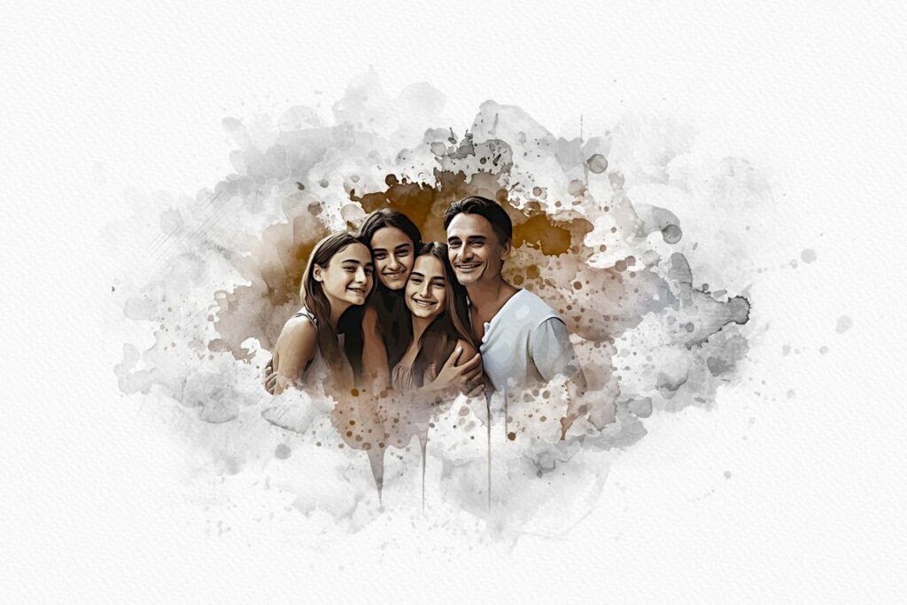 Watercolor Family Painting Effect - MasterBundles
