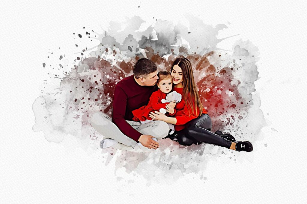 Watercolor Family Painting Effect - MasterBundles