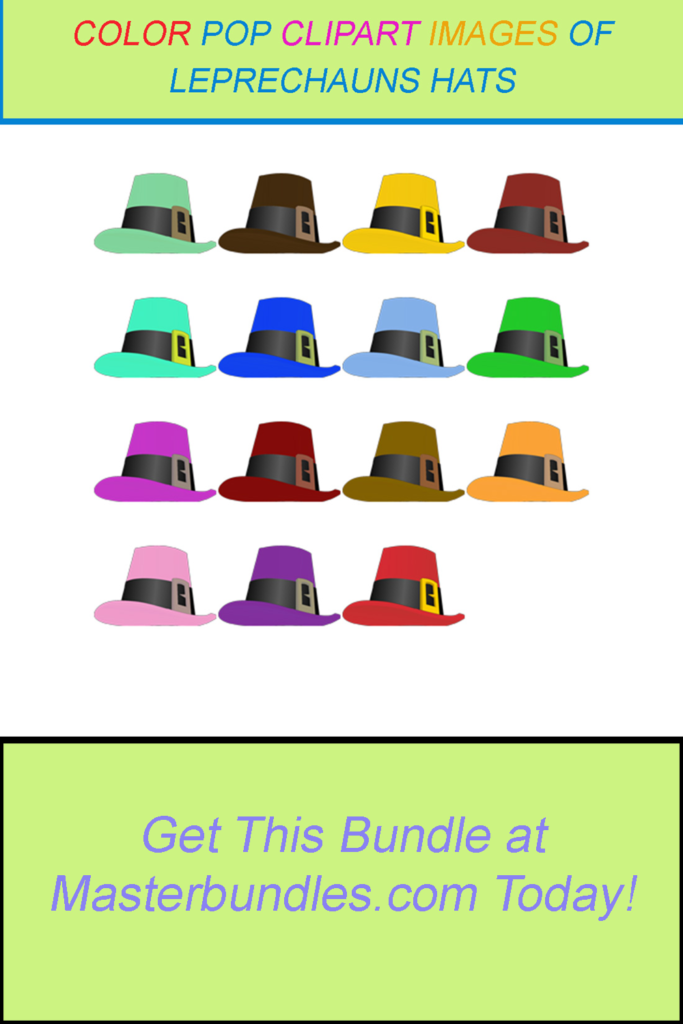 15 COLOR POP CLIPART IMAGES OF LEPRECHAUNS HATS - MasterBundles