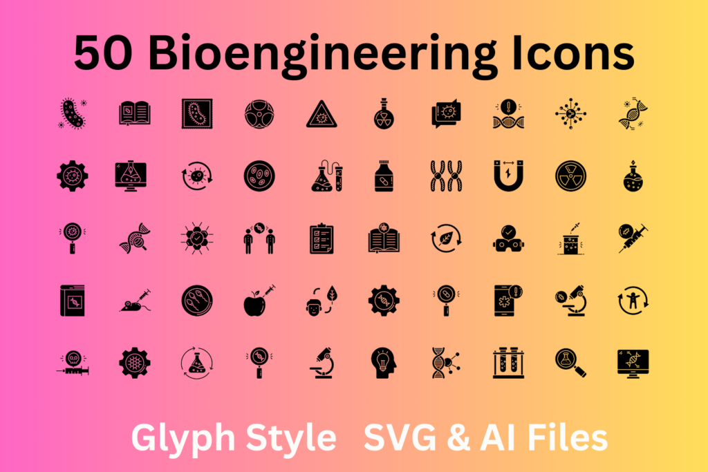 Bioengineering Icon Set 50 Glyph Icons - SVG And AI Files - MasterBundles