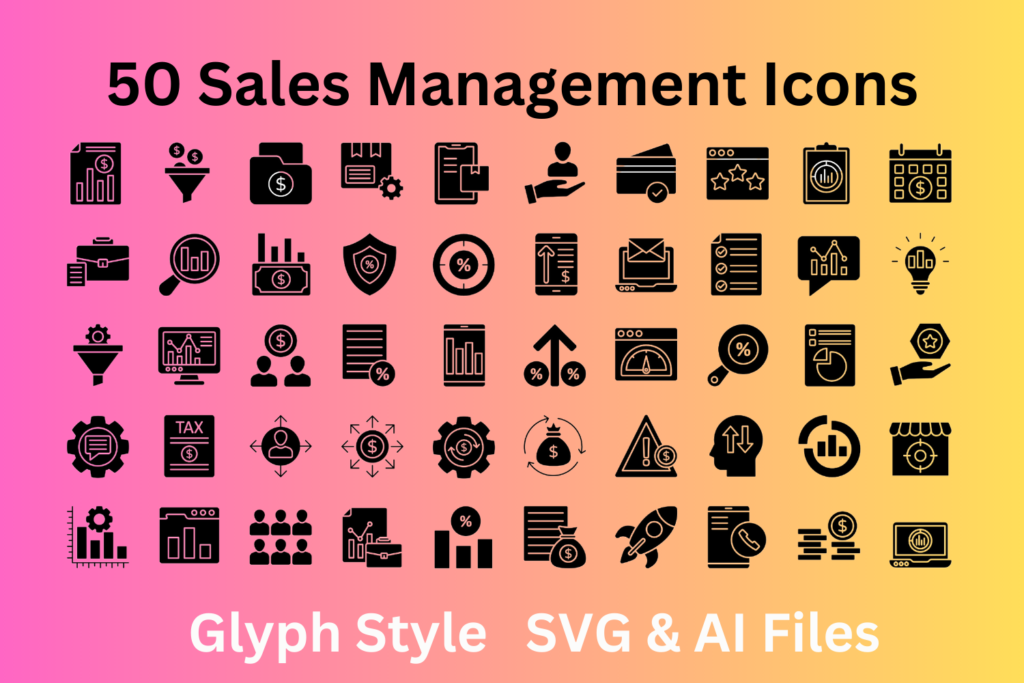 Sales Management Icon Set 50 Glyph Icons - SVG And AI Files - MasterBundles