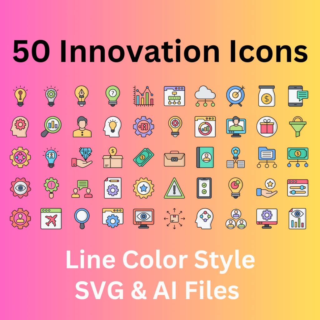 Innovation Icon Set 50 Line Color Icons - SVG And AI Files - MasterBundles