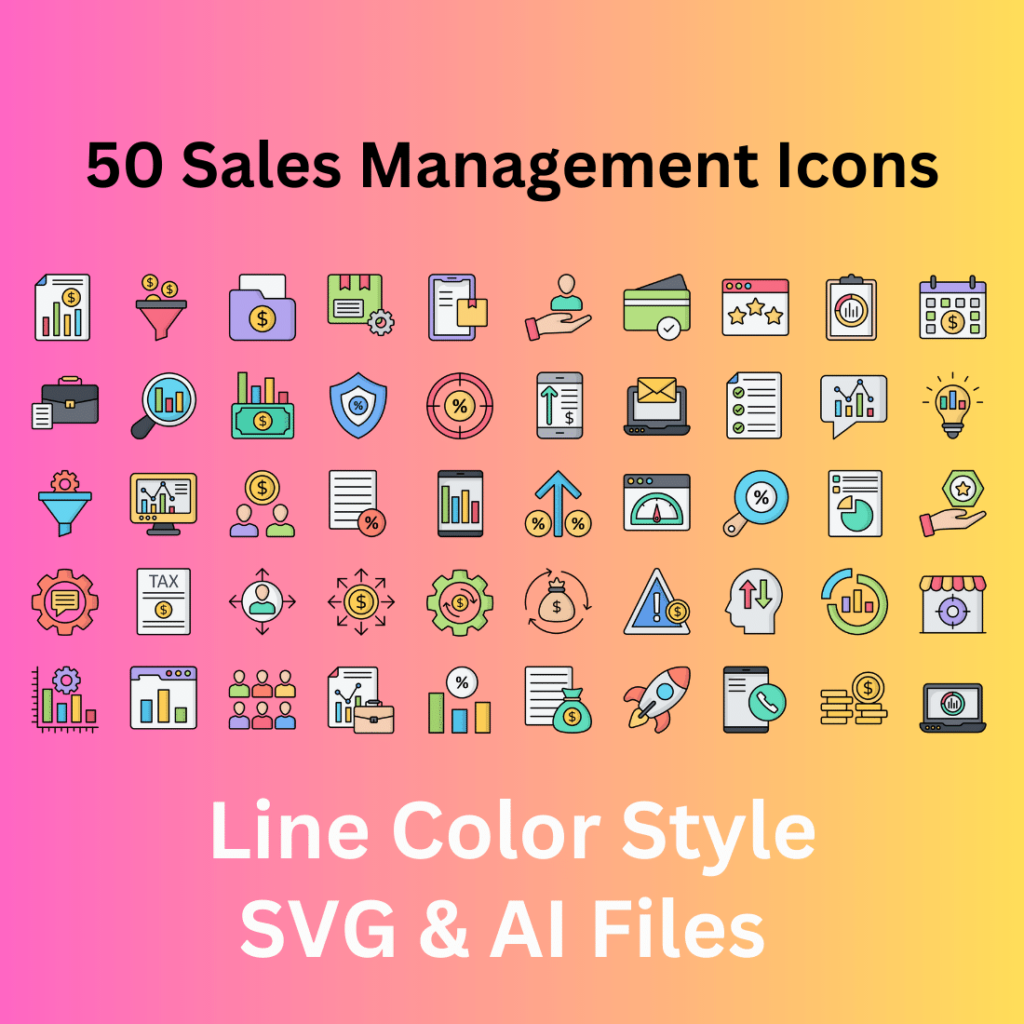 Sales Management Icon Set 50 Line Color Icons - SVG And AI Files ...