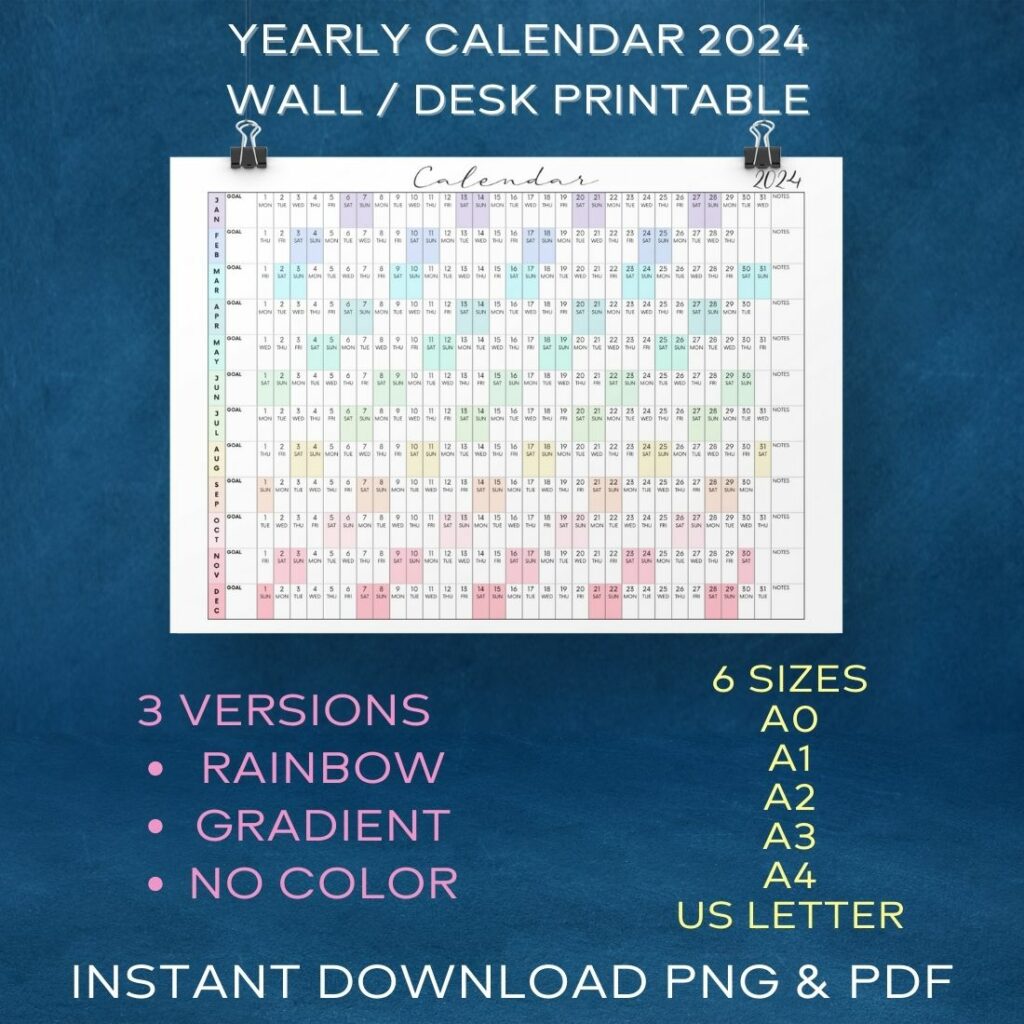 2024 Wall Calendar Set | 3 Version | PNG & PDF Printable - MasterBundles