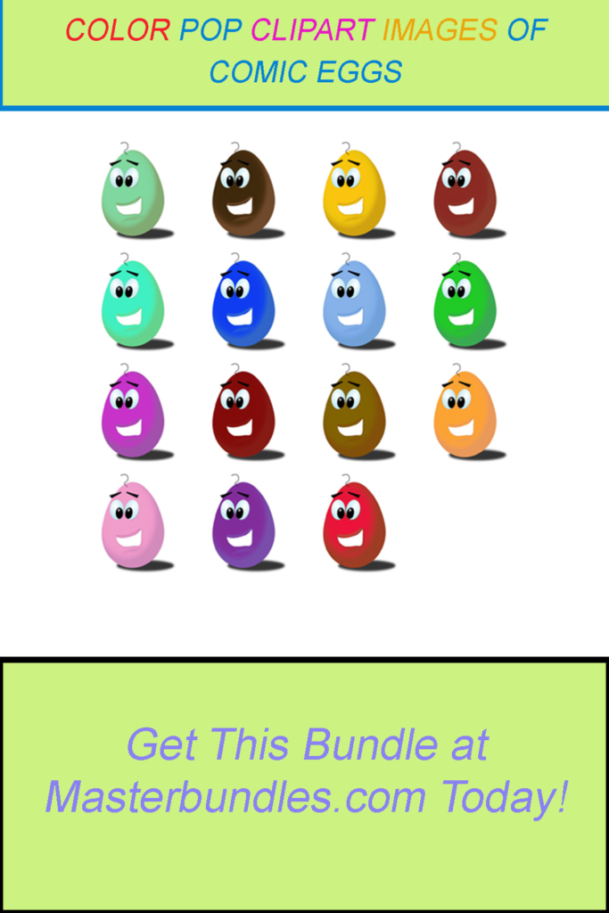15 COLOR POP CLIPART IMAGES OF COMIC EGGS - MasterBundles