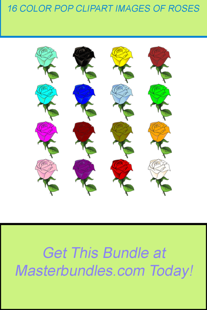 16 COLOR POP CLIPART IMAGES OF ROSES - MasterBundles
