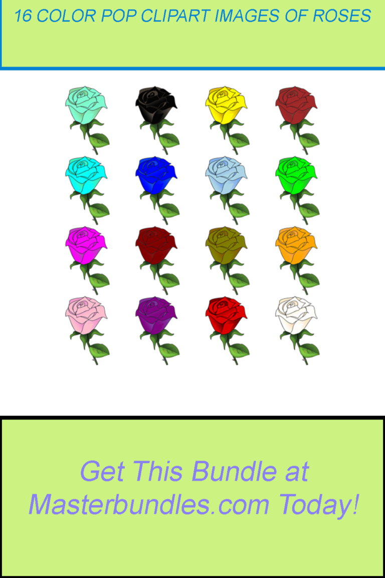 16 COLOR POP CLIPART IMAGES OF ROSES - MasterBundles