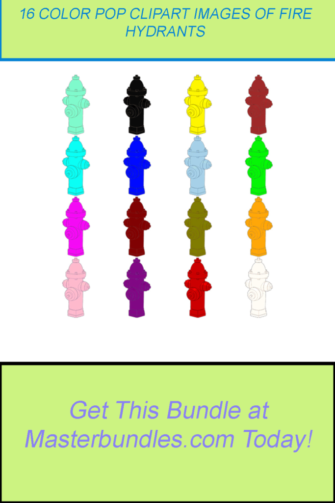 16 COLOR POP CLIPART IMAGES OF FIRE HYDRANTS - MasterBundles