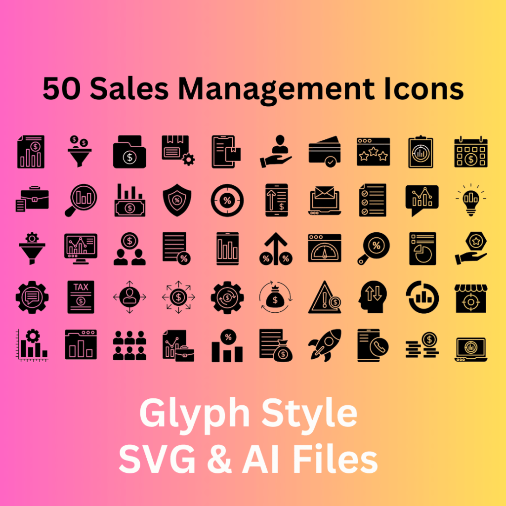 Sales Management Icon Set 50 Glyph Icons - SVG And AI Files - MasterBundles