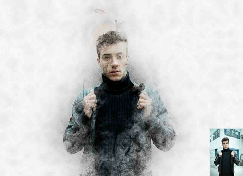 Face Smoke Portrait Photoshop Action - MasterBundles