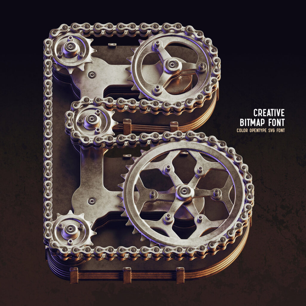Bike Mech - Color Bitmap Font - MasterBundles