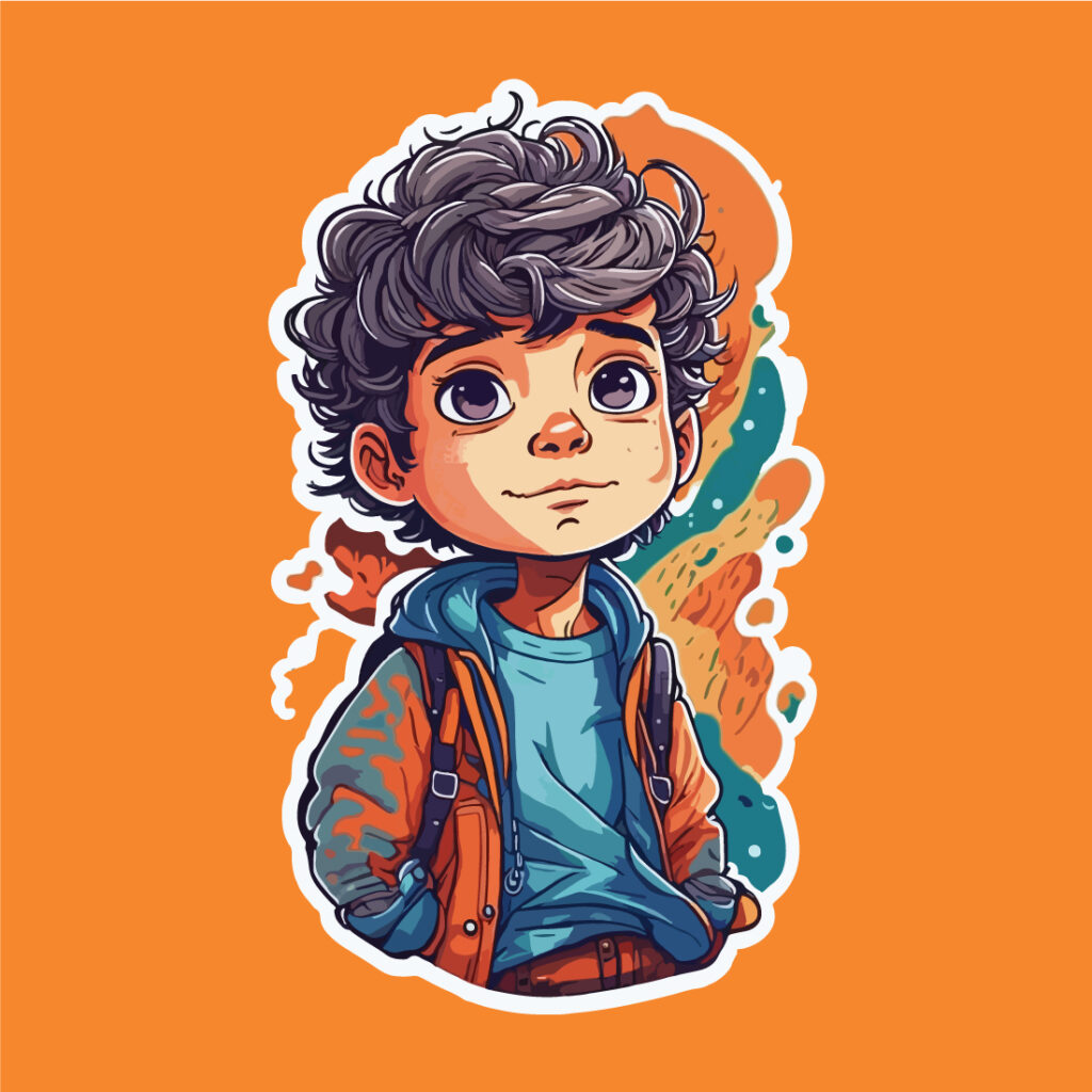 Boy Sticker Illustration Vector & T Shirt Design - MasterBundles