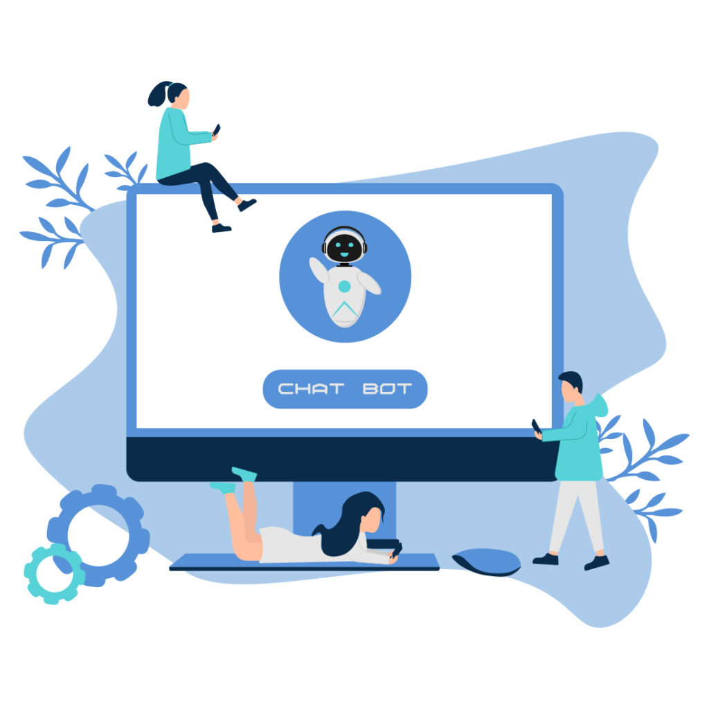 3 vector illustration with chat bot and people - MasterBundles