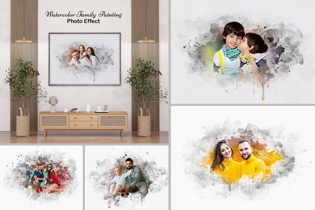Watercolor Family Painting Effect - MasterBundles