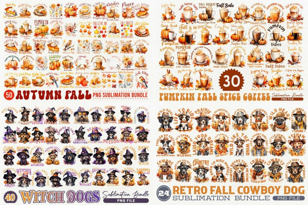 Autumn Fall Halloween Sublimation Designs Bundle - MasterBundles
