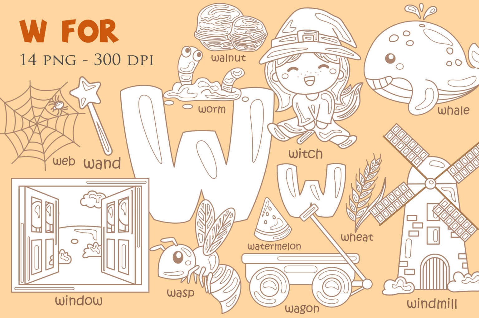 Alphabet W For Vocabulary School Letter Reading Writing Font Study ...