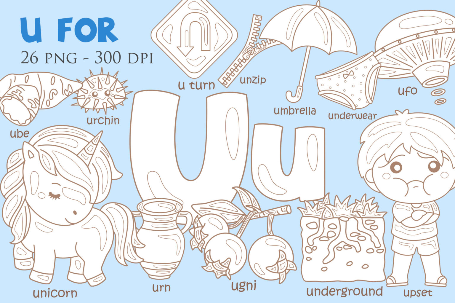 Alphabet U For Vocabulary School Letter Reading Writing Font Study ...