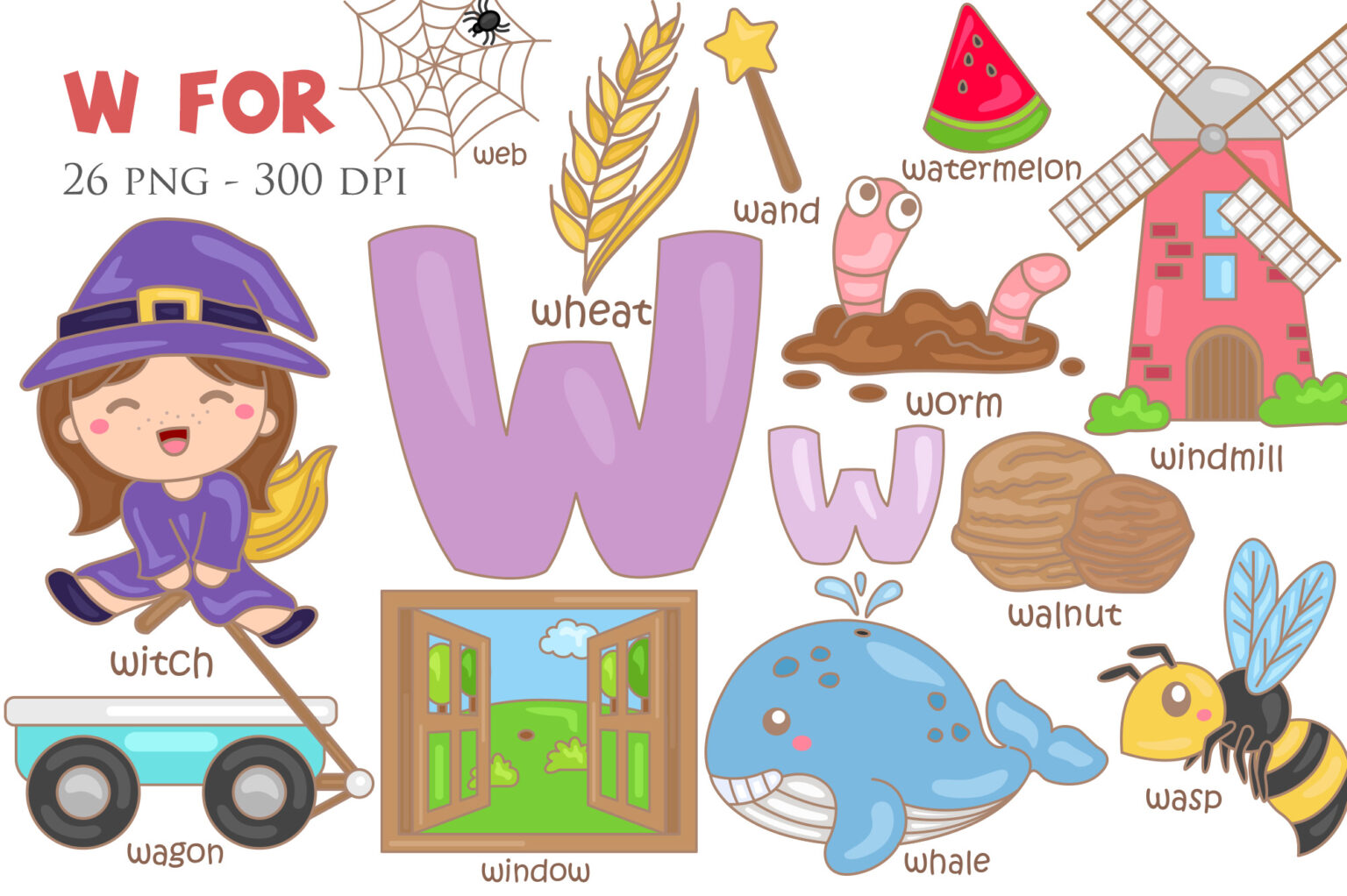 Alphabet W For Vocabulary School Letter Reading Writing Font Study ...