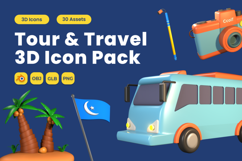 Tour and Travel 3D Icon Pack Vol 3 - MasterBundles