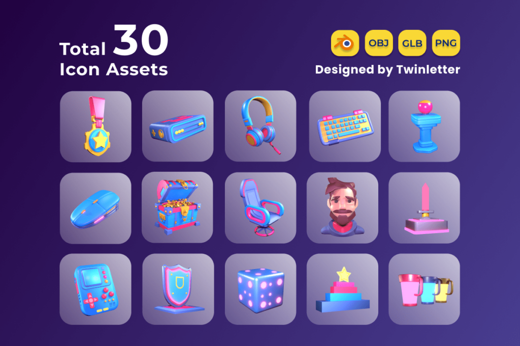 Gaming Asset 3D Icon Pack Vol 3 - MasterBundles