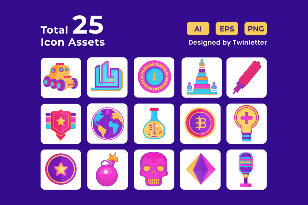 Gaming Asset 2D Icon Illustration Set Vol 2 - MasterBundles
