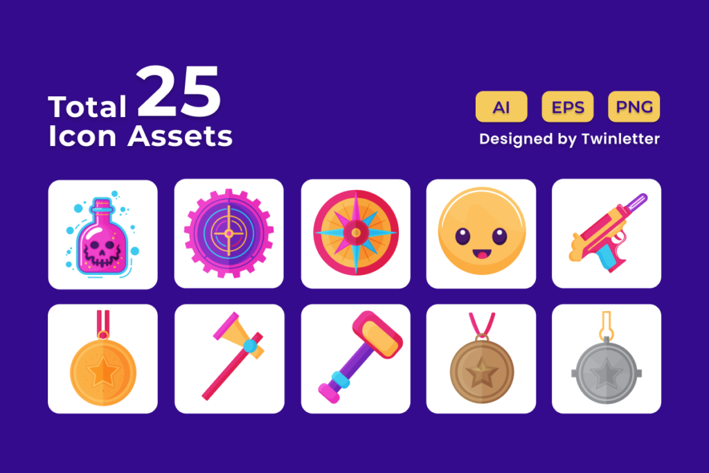 Gaming Asset 2D Icon Illustration Set Vol 2 - MasterBundles