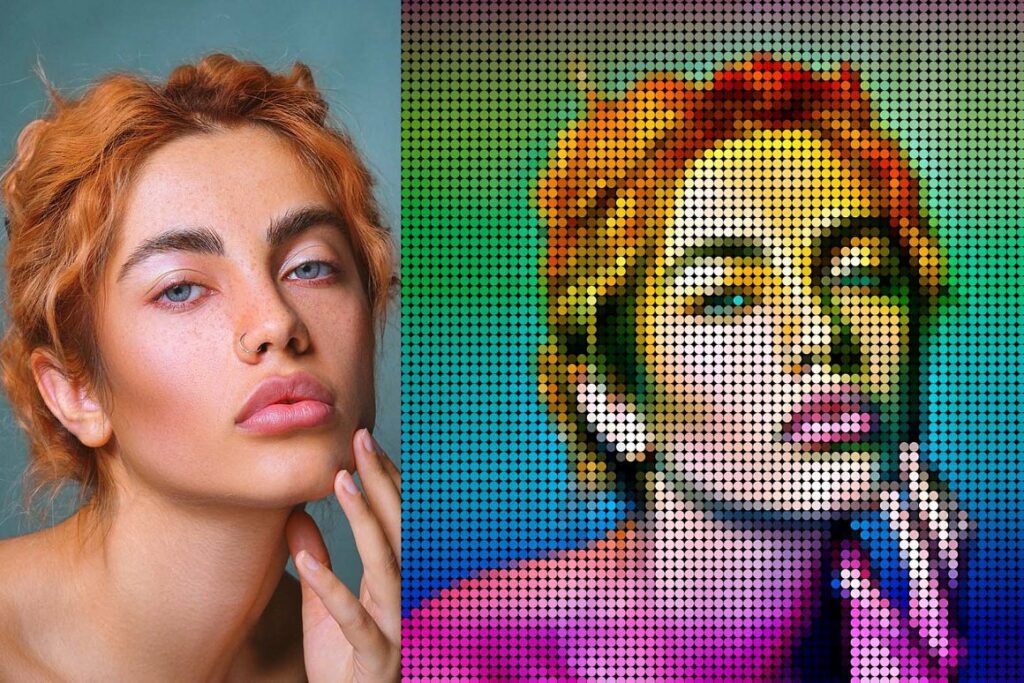 Dot Mosaic Portrait Photoshop Action - MasterBundles