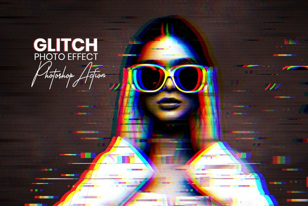 Glitch Photo Effect Photoshop Action - MasterBundles