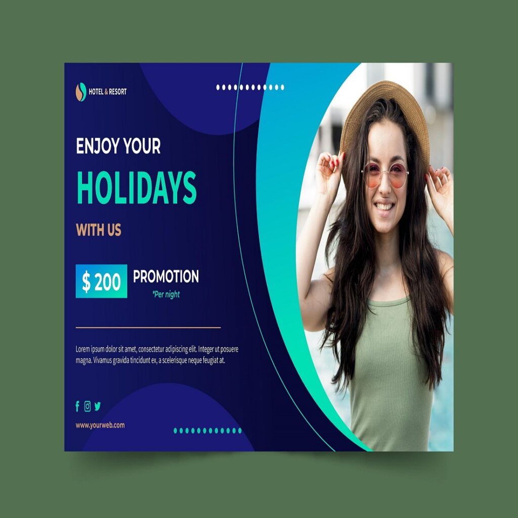 Gradient hotel banner - MasterBundles