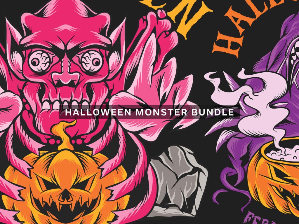 Halloween Monster T-shirt Designs Vector Bundle, Spooky Halloween ...
