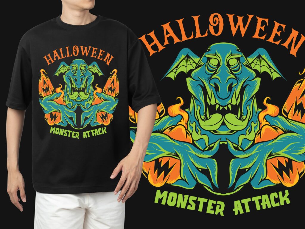 Halloween Monster T-shirt Designs Vector Bundle, Spooky Halloween ...