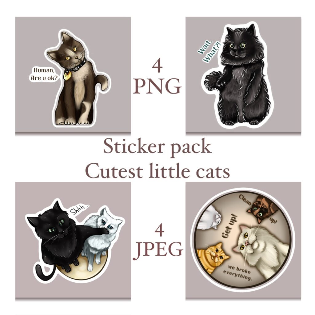 Sticker Pack Cutest Little Cats - MasterBundles