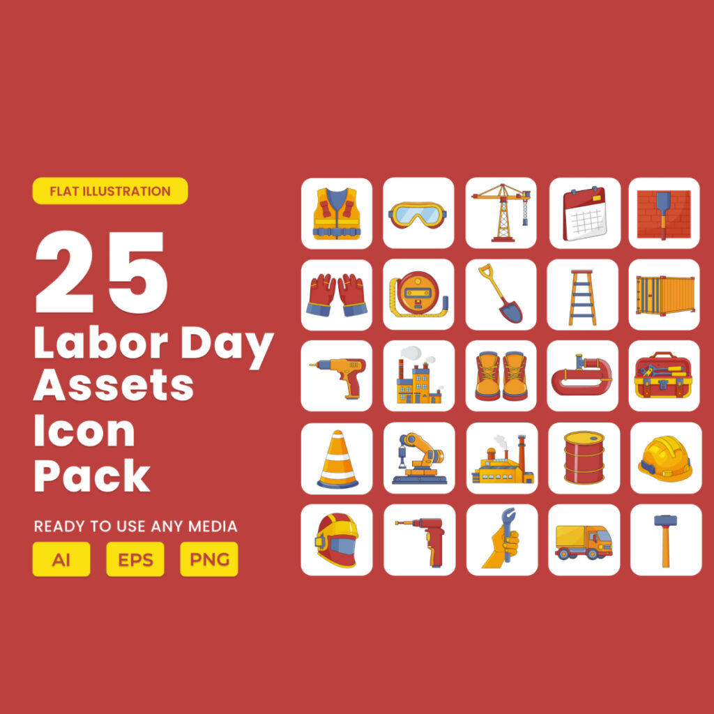 Labour Day 2D Icon Illustration Set Vol 1 - MasterBundles