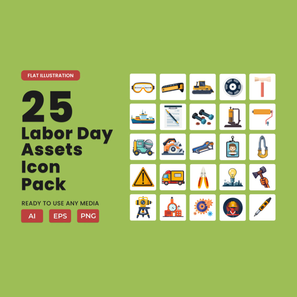 Labour Day 2D Icon Illustration Set Vol 4 - MasterBundles