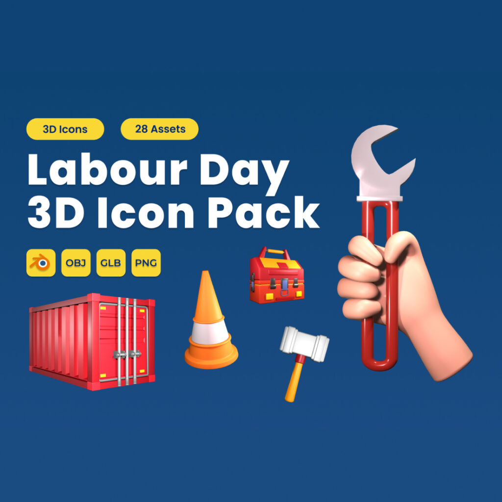 Labour Day 3D Icon Pack Vol 3 - MasterBundles